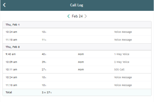 Call Log & Minutes Balance – AngelSense